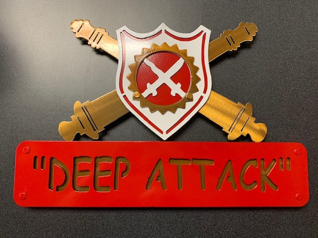 Unit Logo Metal Cross Cannon Hanging Sign with 3D Name Plate Customiza ...